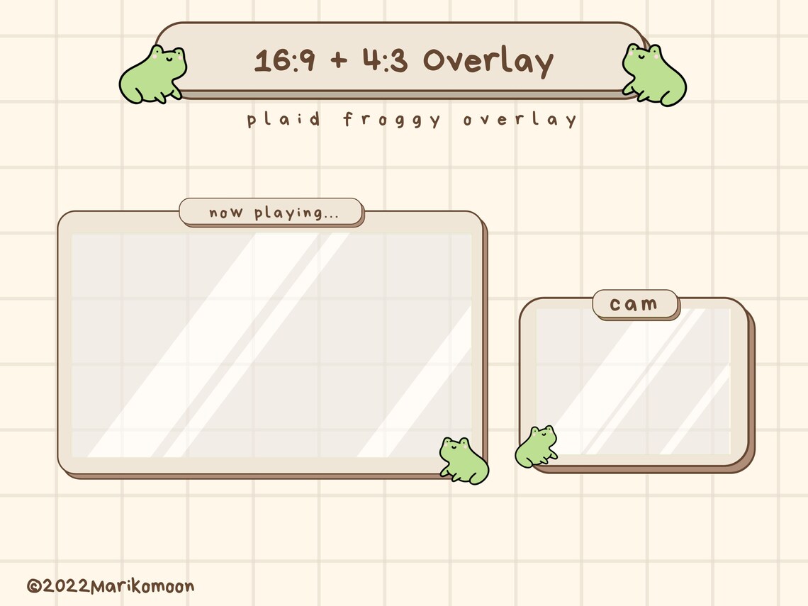 Twitch Overlay Plaid Froggy Package Cute Frog Aesthetic Neutral by ...