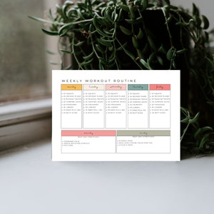 Editable Weekly Workout Routine, 7 Days Fitness Planner, Exercise ...