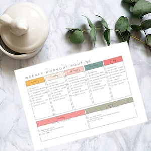 Editable Weekly Workout Routine, 7 Days Fitness Planner, Exercise ...
