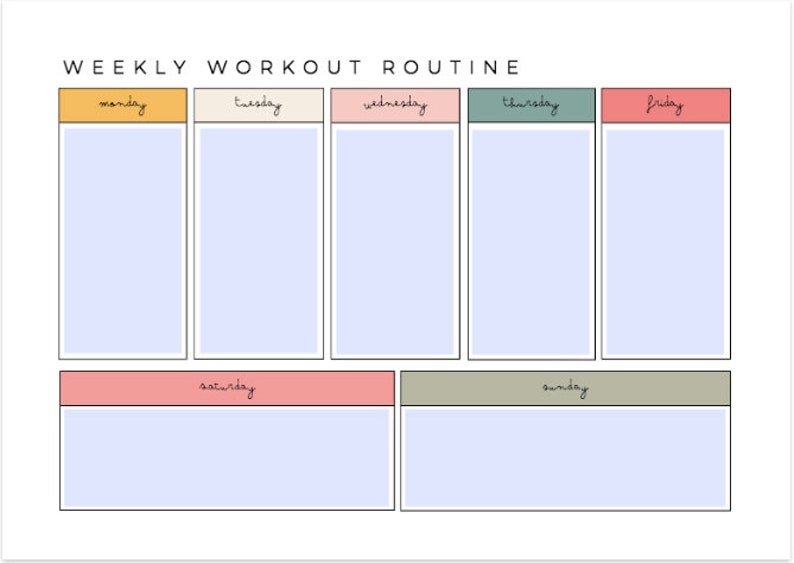 Editable Weekly Workout Routine, 7 Days Fitness Planner, Exercise ...