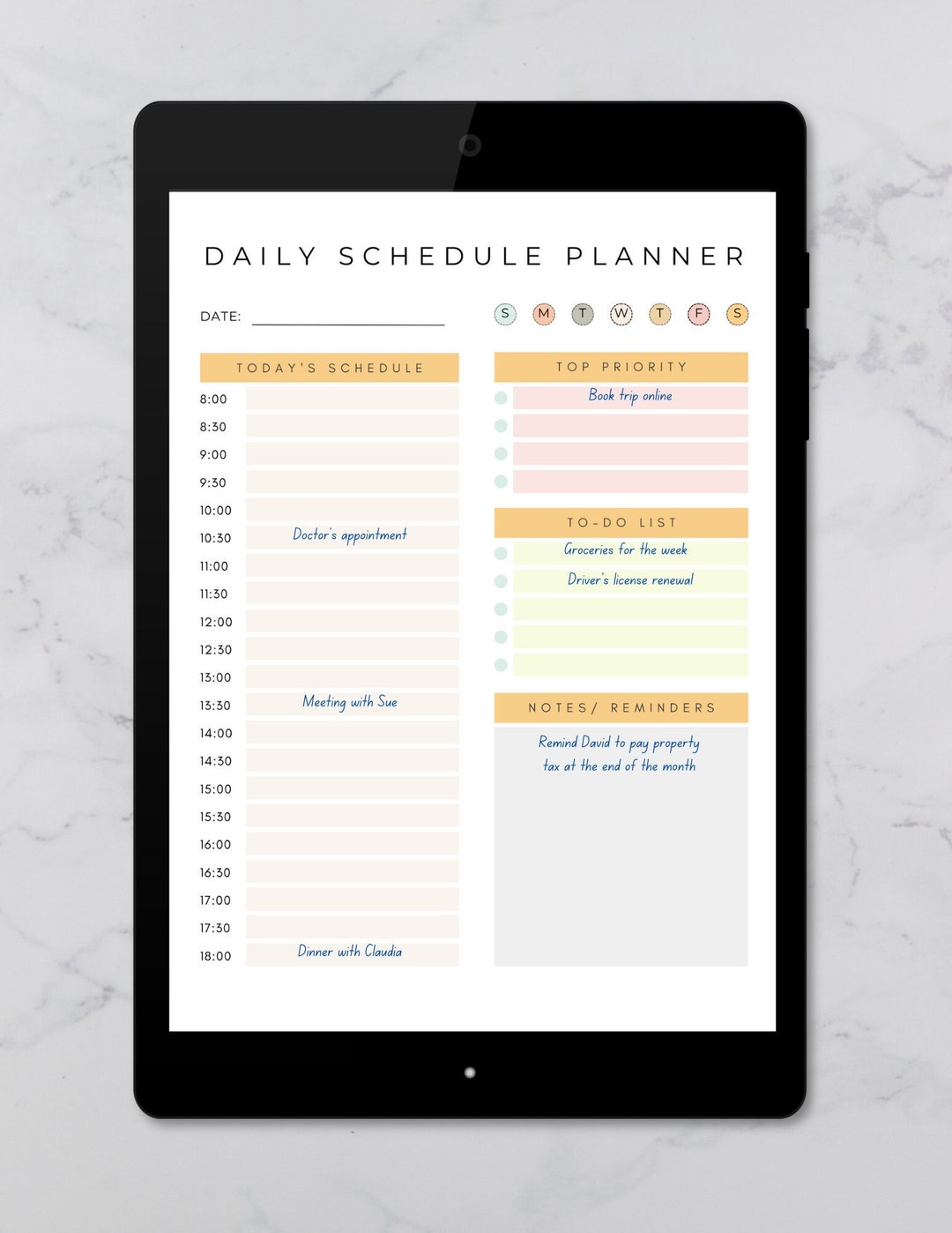 10 Hour Daily Planner, EDITABLE Template, Hourly Planner, to Do List ...