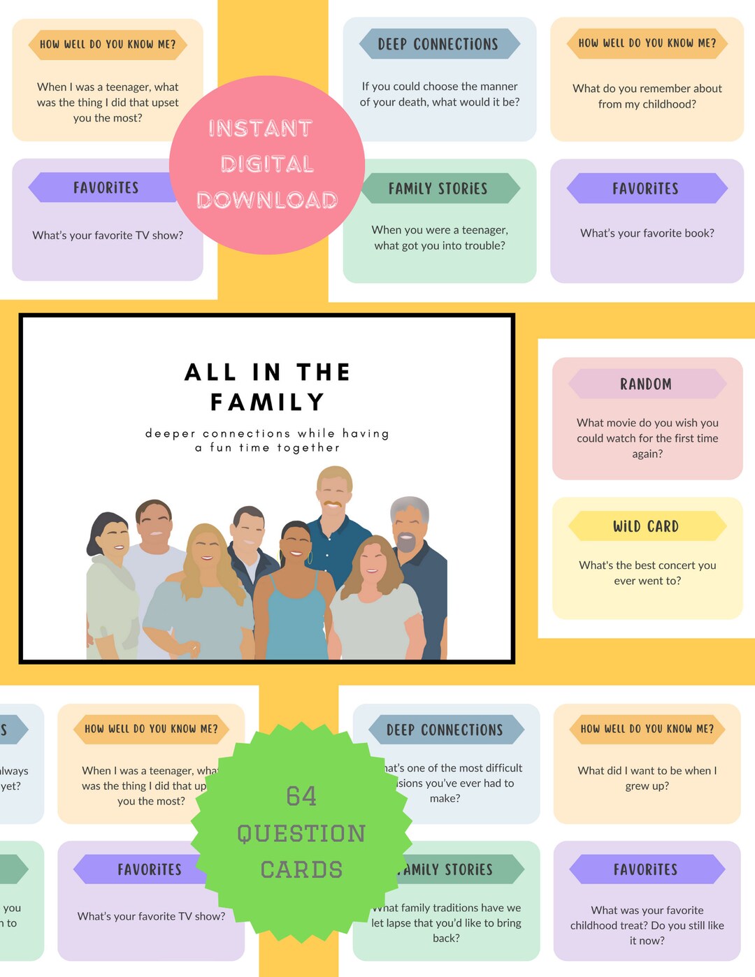 Fun Family Conversation Starter, Printable Family Game, Deeper ...