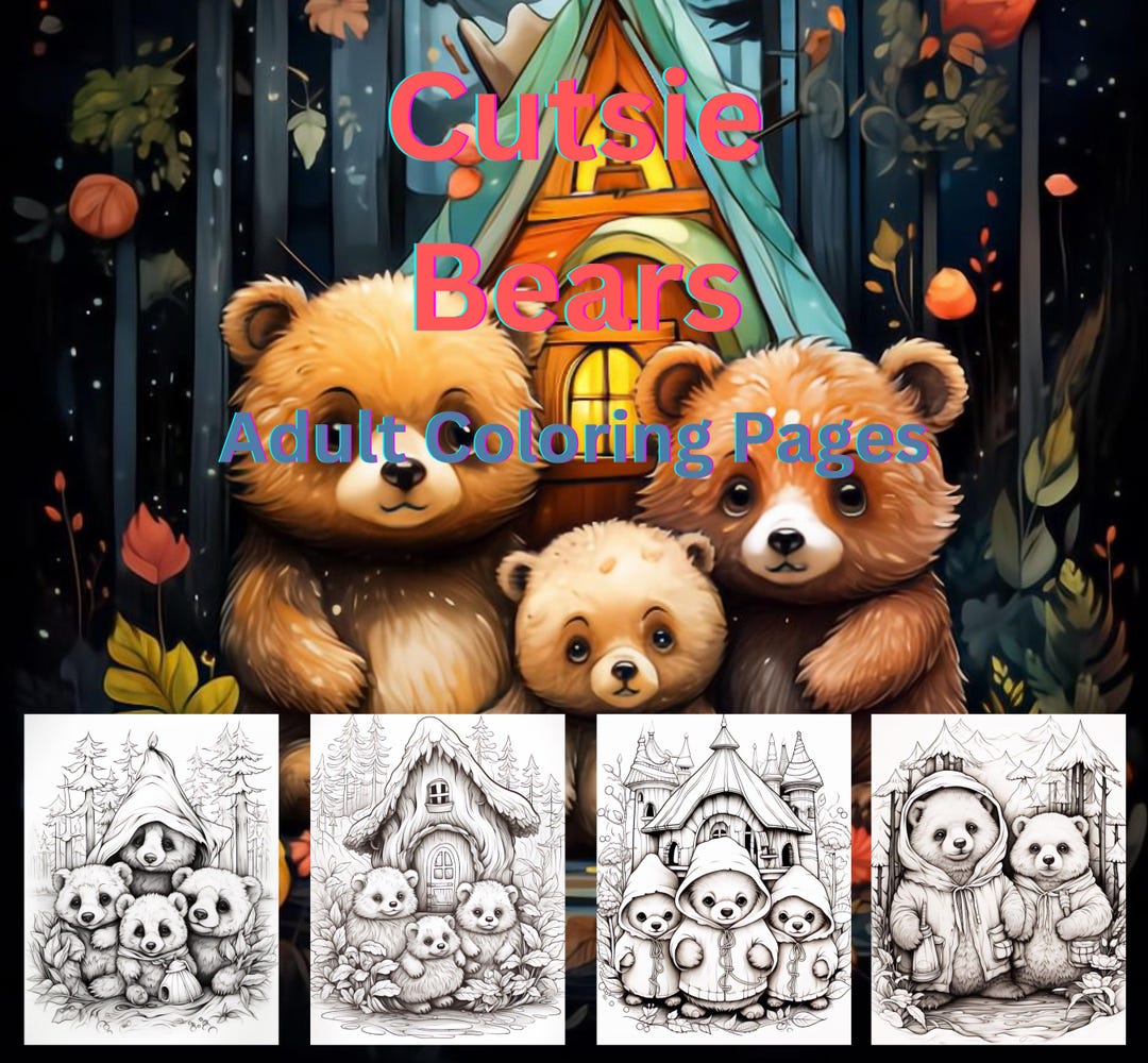 50 Charming Bears Coloring Pages in a Single Pdf Format. Ready to ...