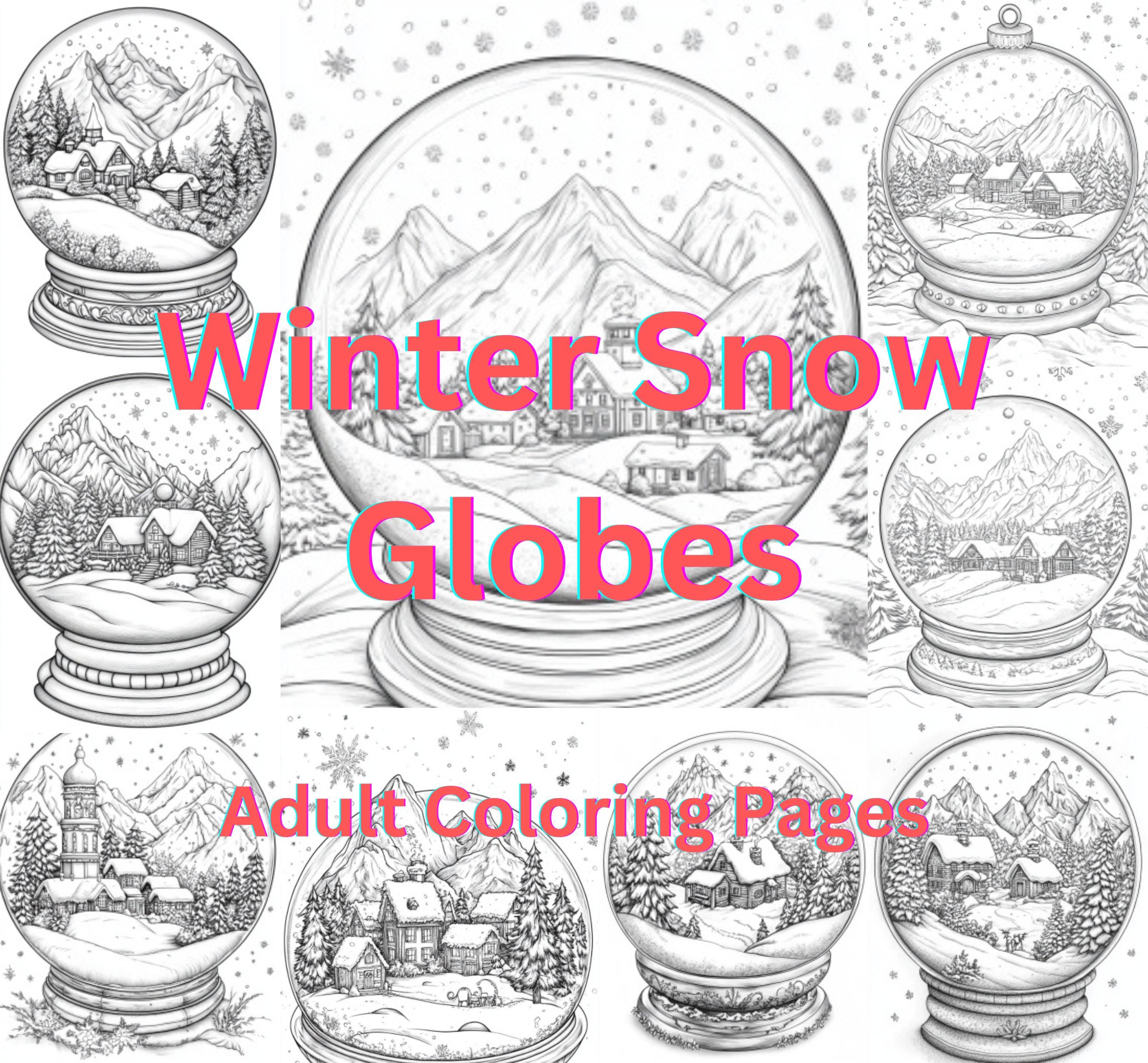50 Winter Snow Globes Coloring Pages in a Single Pdf Format. Ready to ...