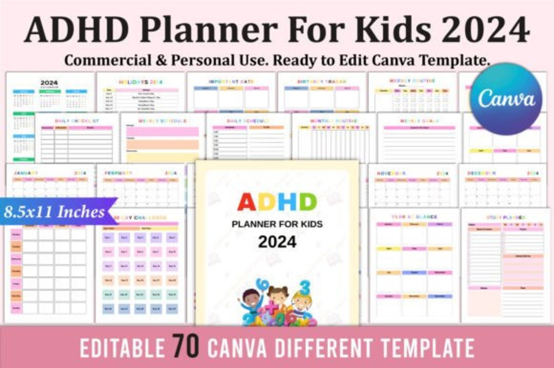 Kids ADHD Planner Printable ADHD Workbook, Organiser, Daily Planner ...