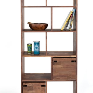 Tall Walnut Bookcase, Open Shelving, Solid Walnut, Natural Finish - Etsy