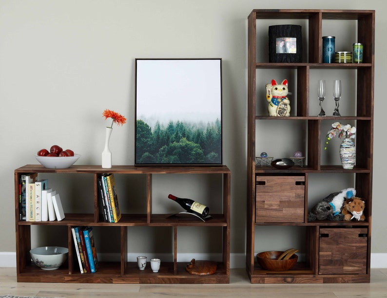 Tall Walnut Bookcase, Open Shelving, Solid Walnut, Natural Finish - Etsy