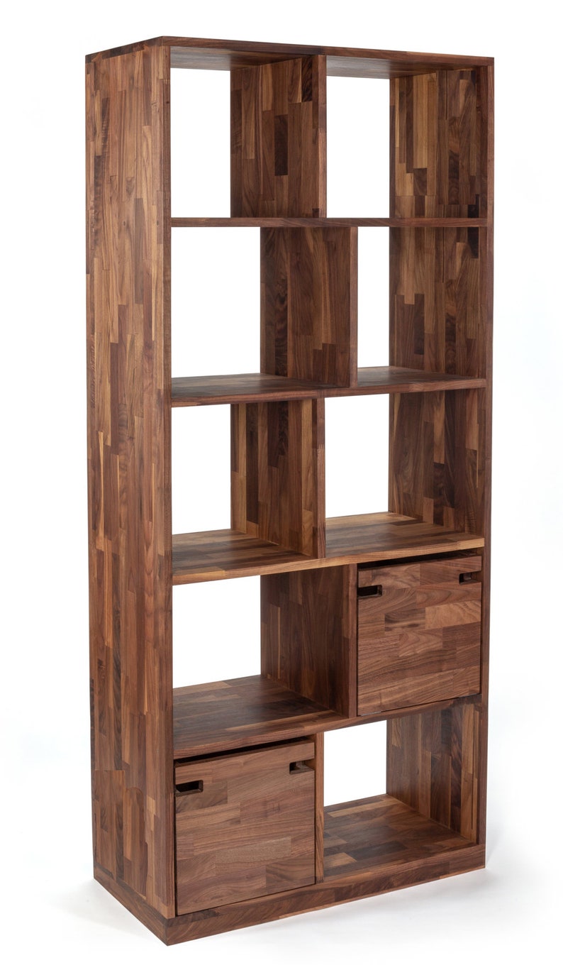 Tall Walnut Bookcase, Open Shelving, Solid Walnut, Natural Finish - Etsy