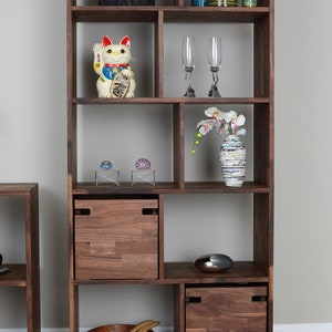 Tall Walnut Bookcase, Open Shelving, Solid Walnut, Natural Finish - Etsy