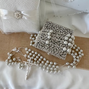 Wedding Lasso With Lasso Box, White Pearl Silver Chain Wedding Lasso ...