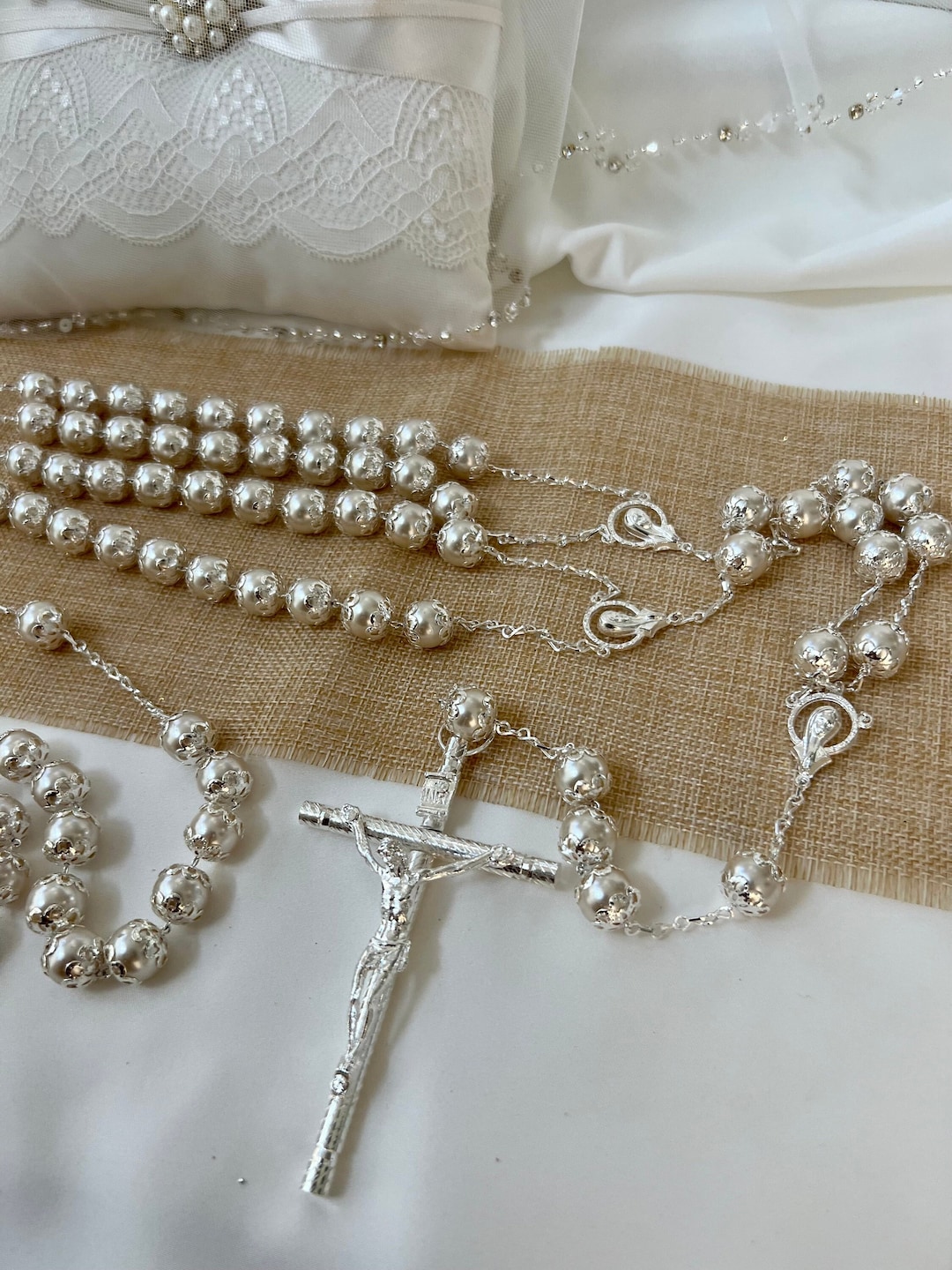 Wedding Lasso Rosary With Cross , Ivory Pearl Chain Wedding Lasso by ...