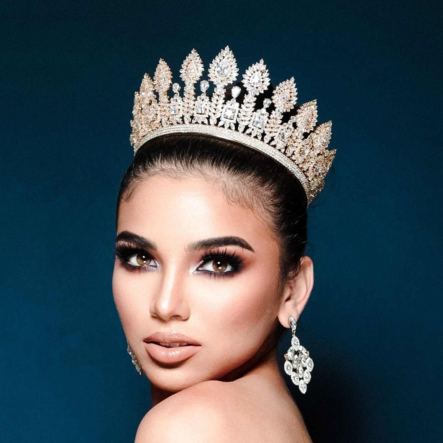 TALL CROWN Quinceanera Corona Gold Tall Tiara With Peaks - Etsy