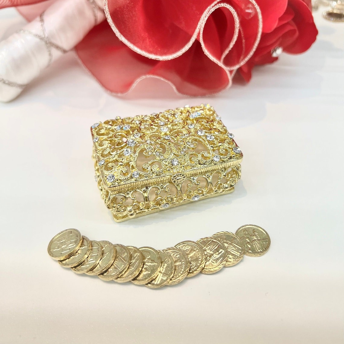 Wedding Arras, NEW DESIGN! FREE Coins Arras Box With Rhinestone Coins ...