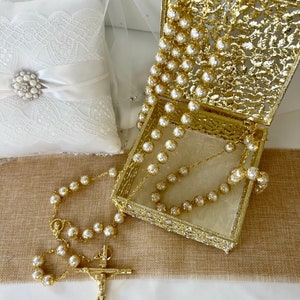 Wedding Lasso With Box, Pearl Gold Chain Wedding Lasso in Elegant ...