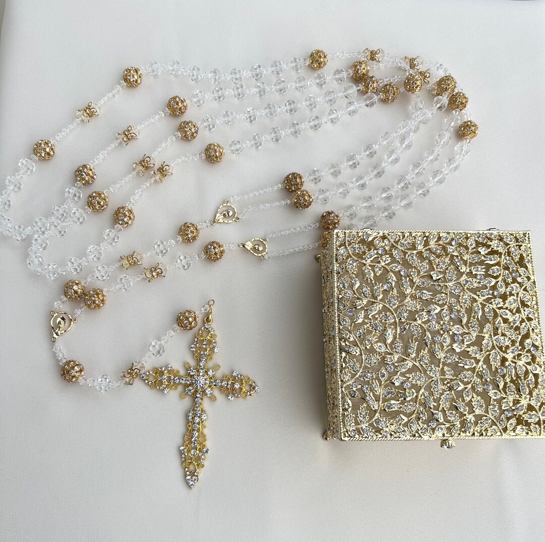 Wedding Lasso & Box Combo, Rhinestone and Crystal Galore With Filigree ...