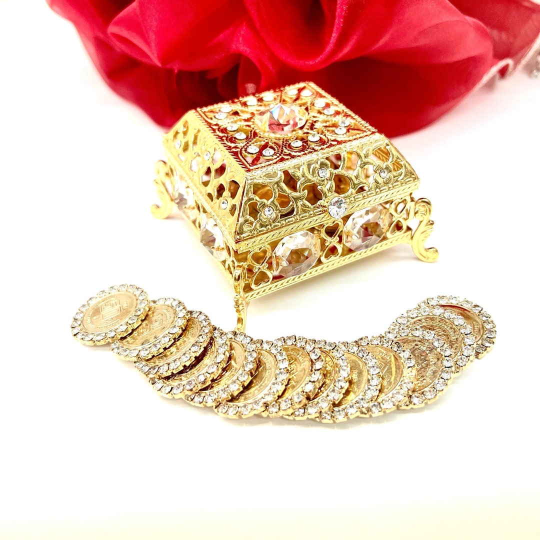 Wedding Arras Box and FREE COINS ENGRAVABLE Hispanic Wedding Coin ...