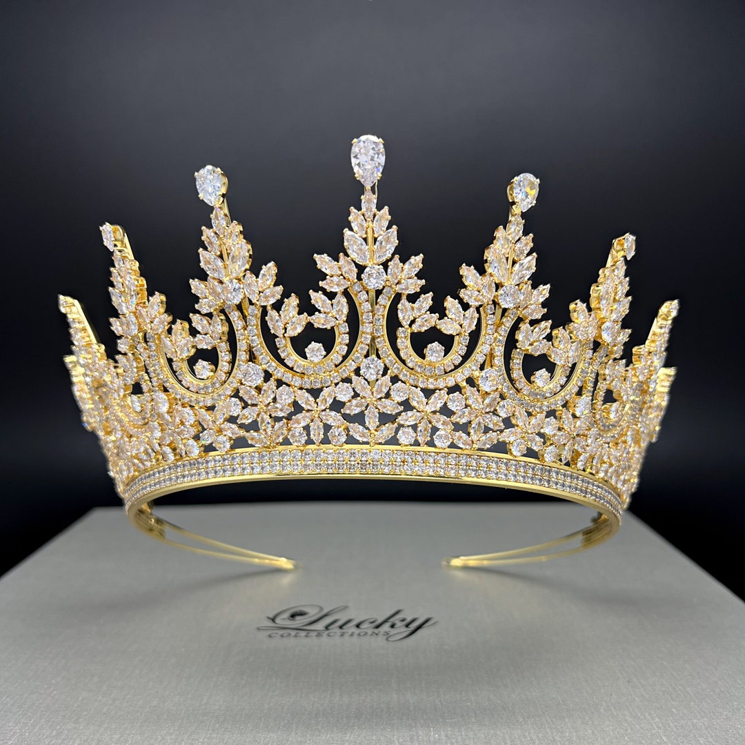 Tiara for Bride, Quinceanera Tiara With High Peaks, Crystal Tall Corona ...