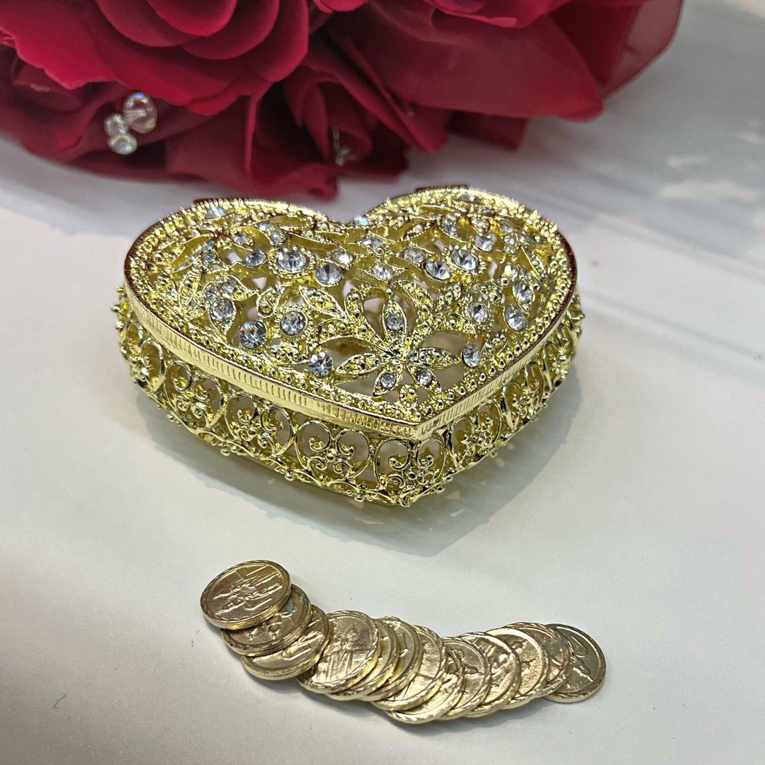 Wedding Arras Box and Coins - Corazon Heart Rhinestone Wedding Box ...