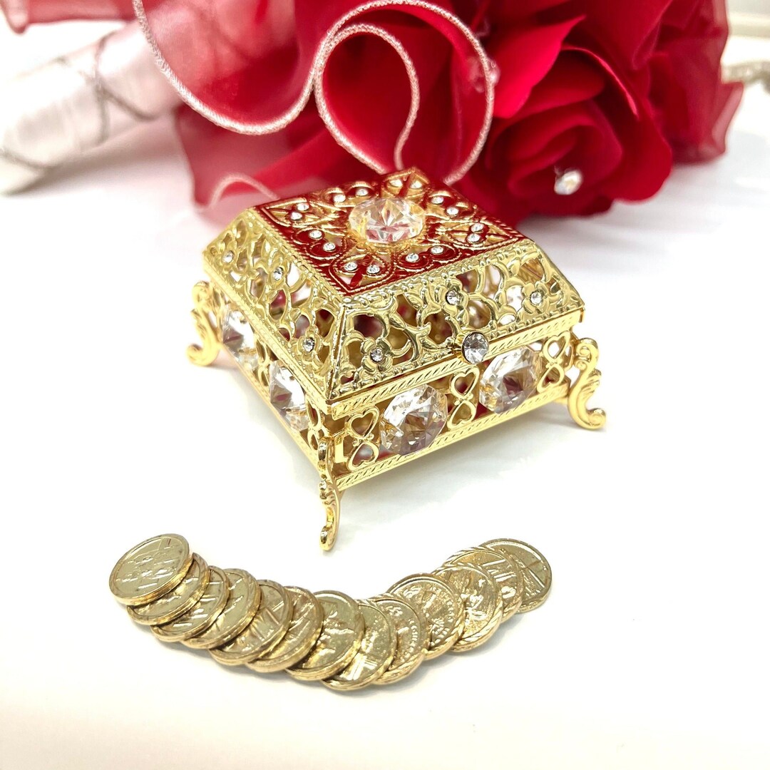 Wedding Arras Box and FREE COINS- ENGRAVABLE- Hispanic Wedding Coin ...
