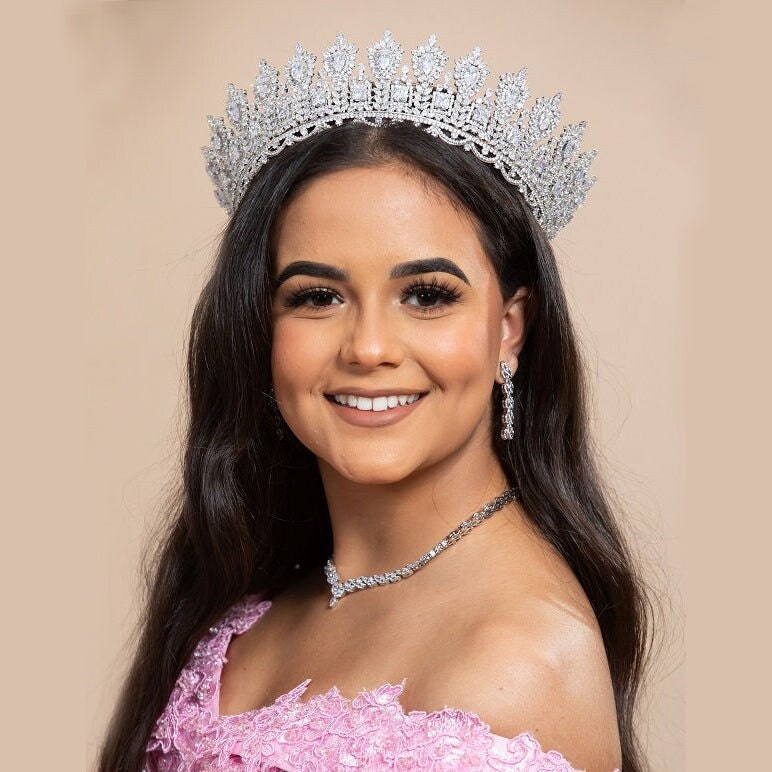 TALL FULL CIRCLE Round Tiara Royalty Cubic Zirconia Bridal - Etsy