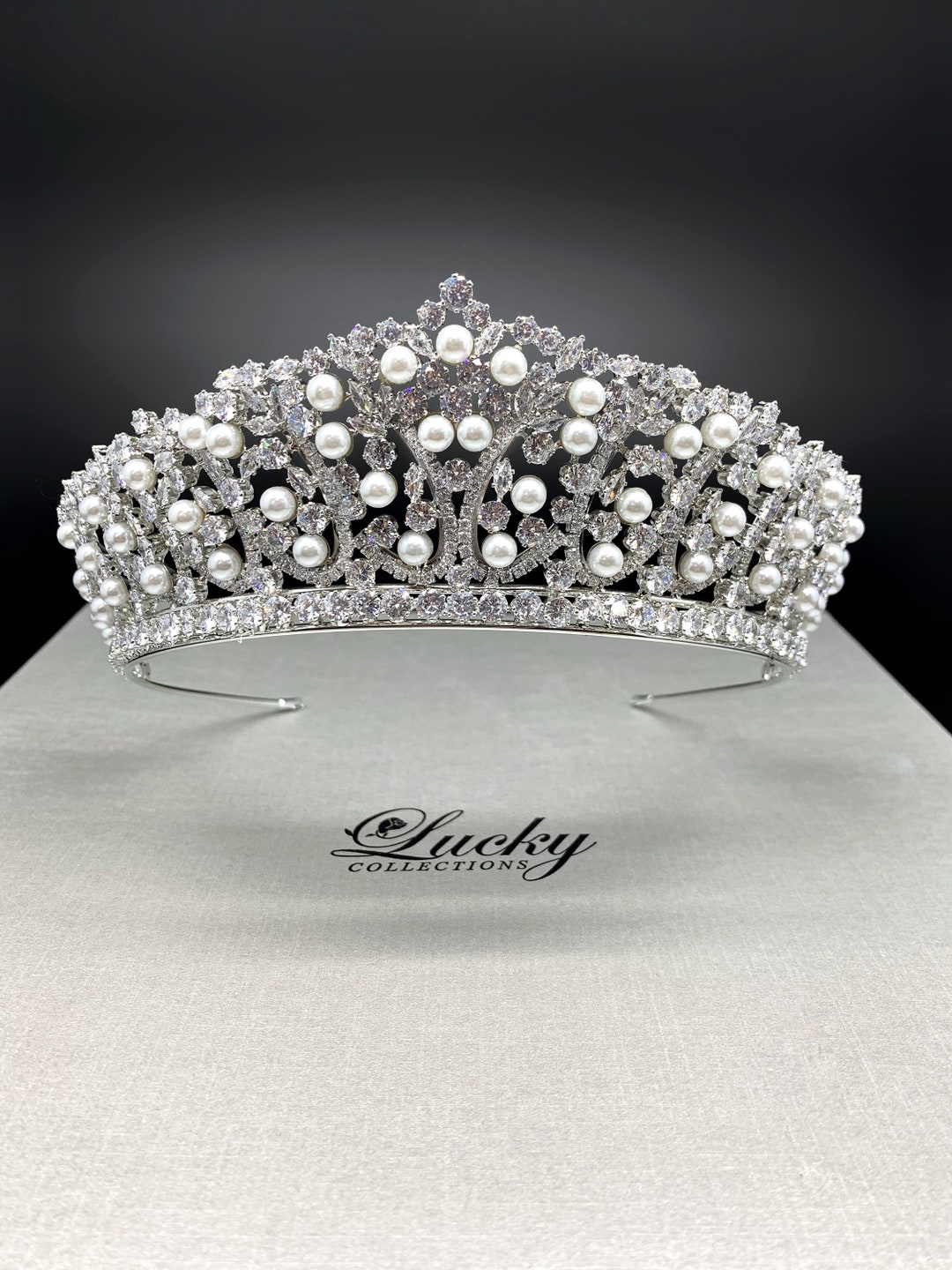 PEARL Bridal Crown, Quinceanera Tiara, Tiara De Perlas, Gold Tiara With ...