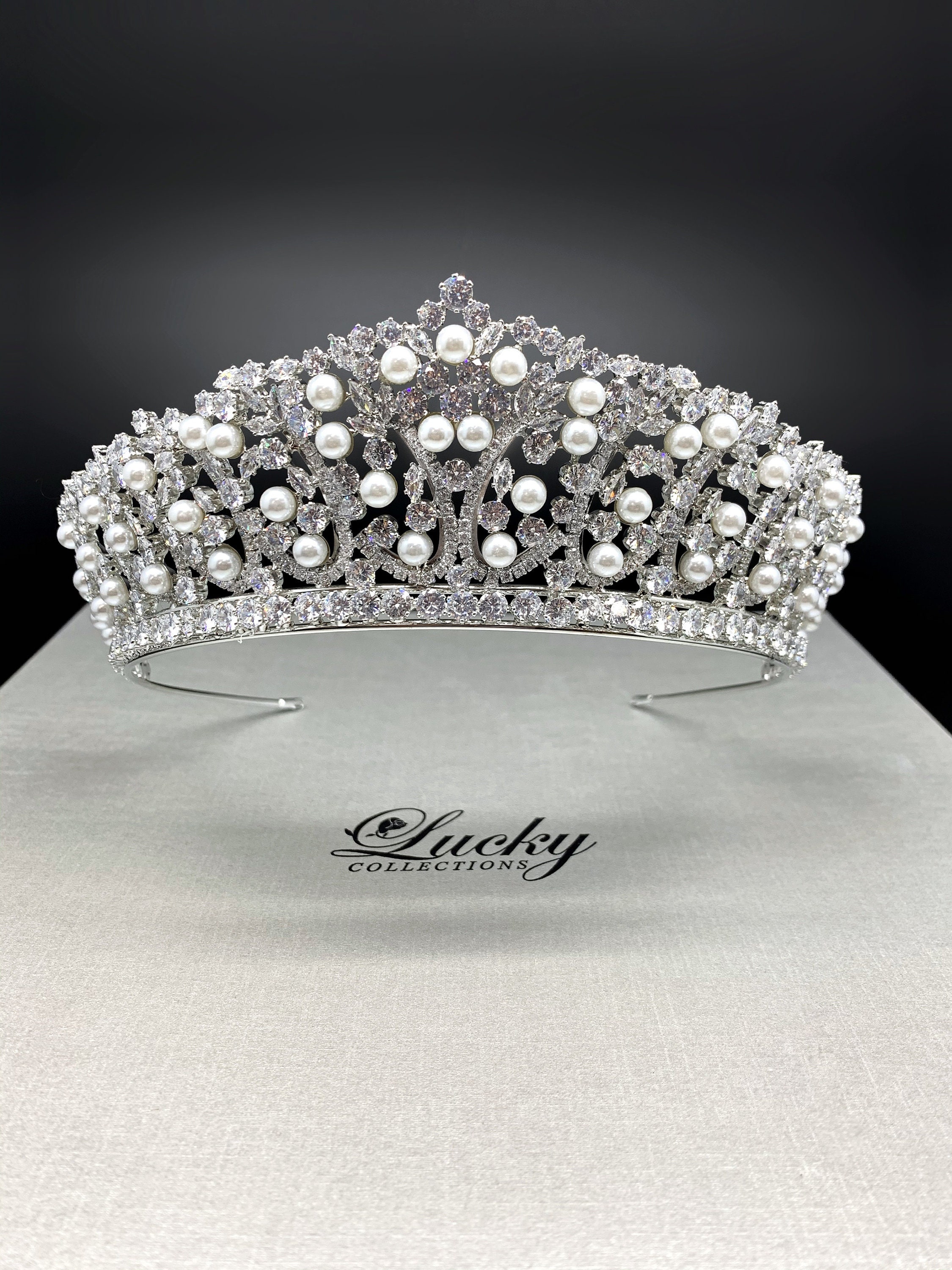 PEARL Bridal Crown, Quinceanera Tiara, Tiara De Perlas, Gold Tiara With ...