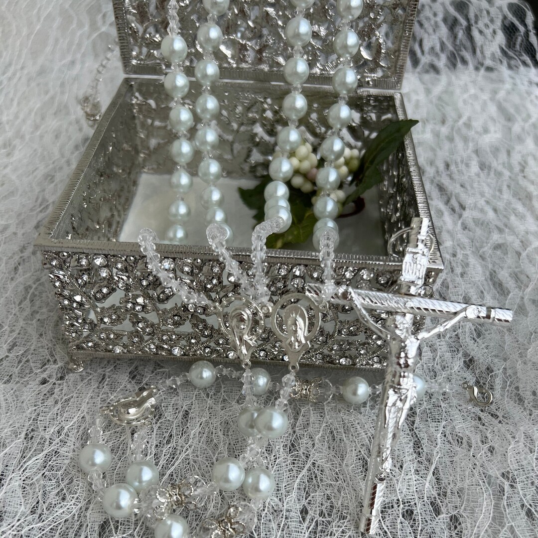 Wedding Lasso With Box, Wedding Lasso Rosary With Cross, Classic White ...