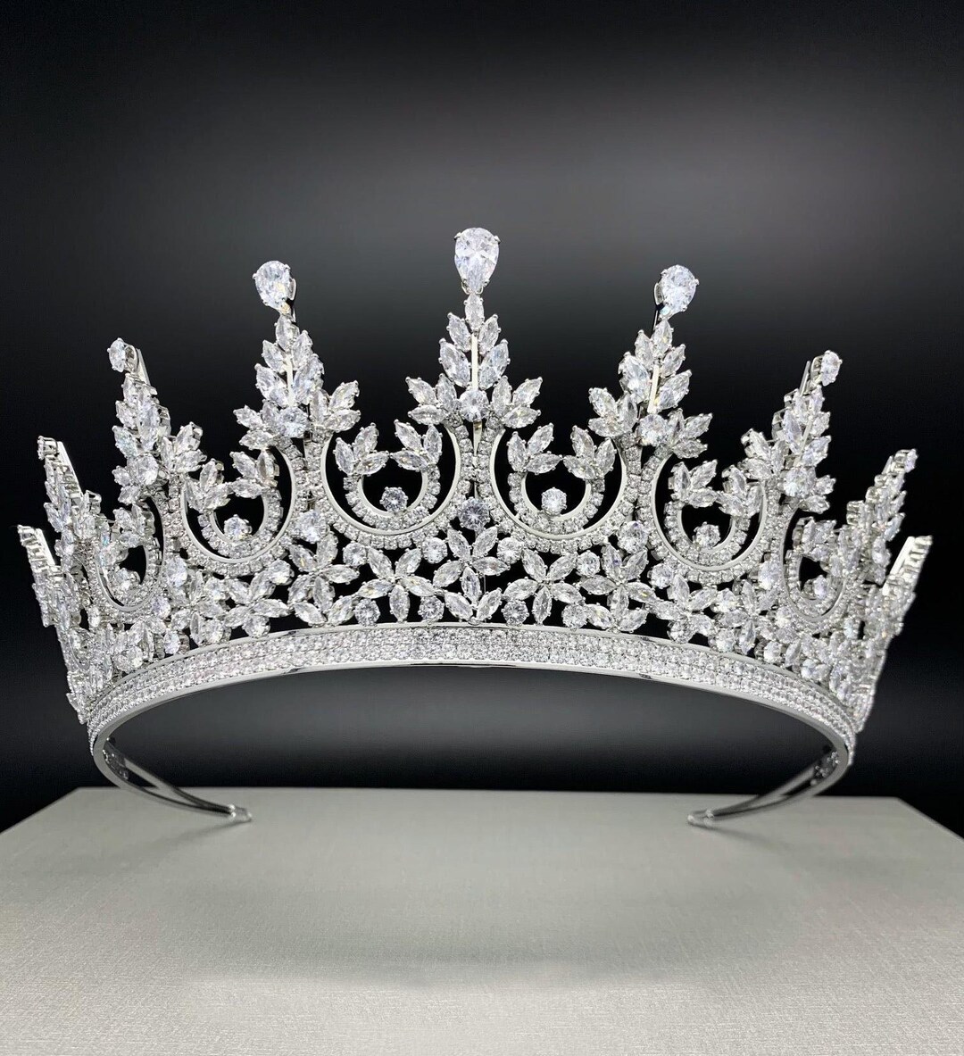 Tiara for Bride, Quinceanera Tiara With High Peaks, Crystal Tall Corona ...