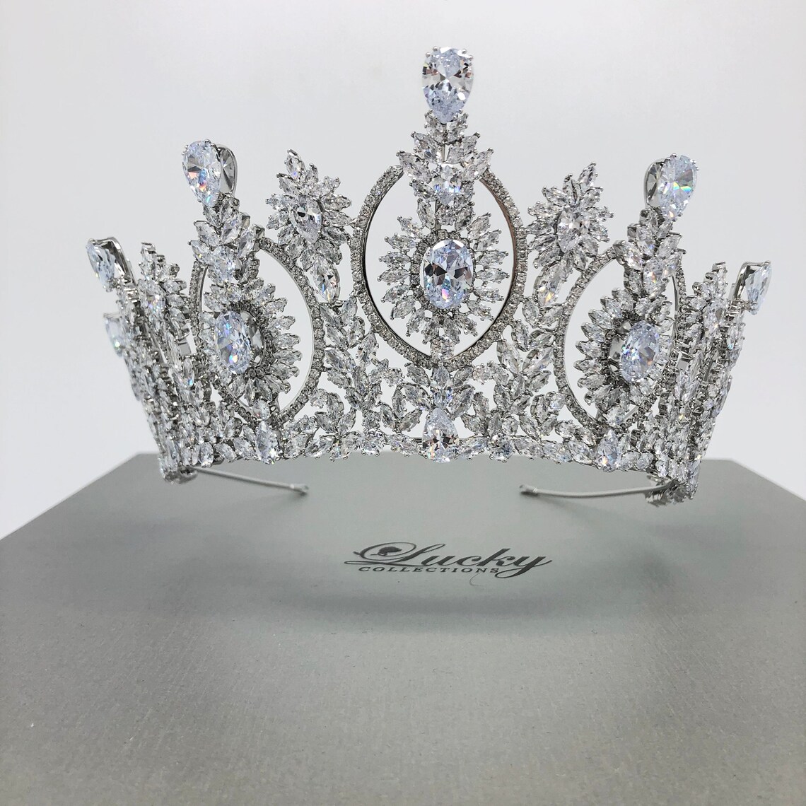 TALL GLAMOROUS CROWN Bridal Tiara Quinceanera Crystal - Etsy