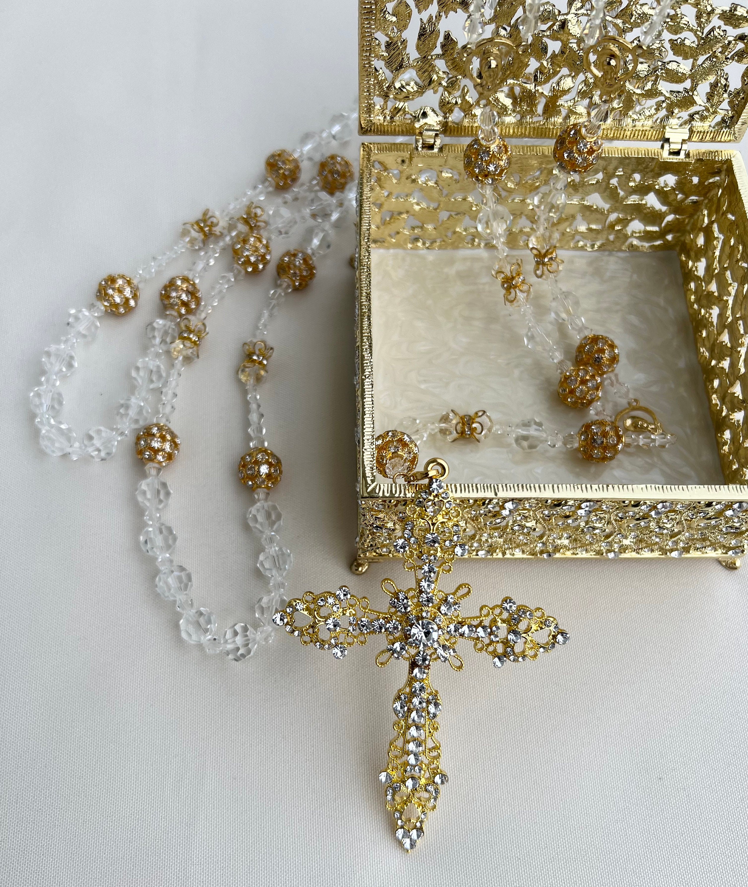 Wedding Lasso & Box Combo, Rhinestone and Crystal Galore With Filigree ...