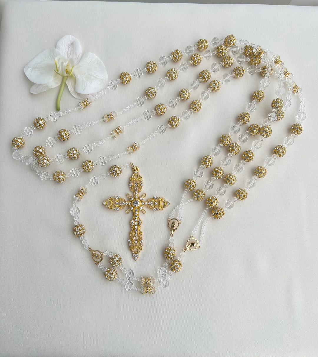 Wedding Lasso, Lazo De Boda, Lasso Rosary With Cross, Crystal and ...