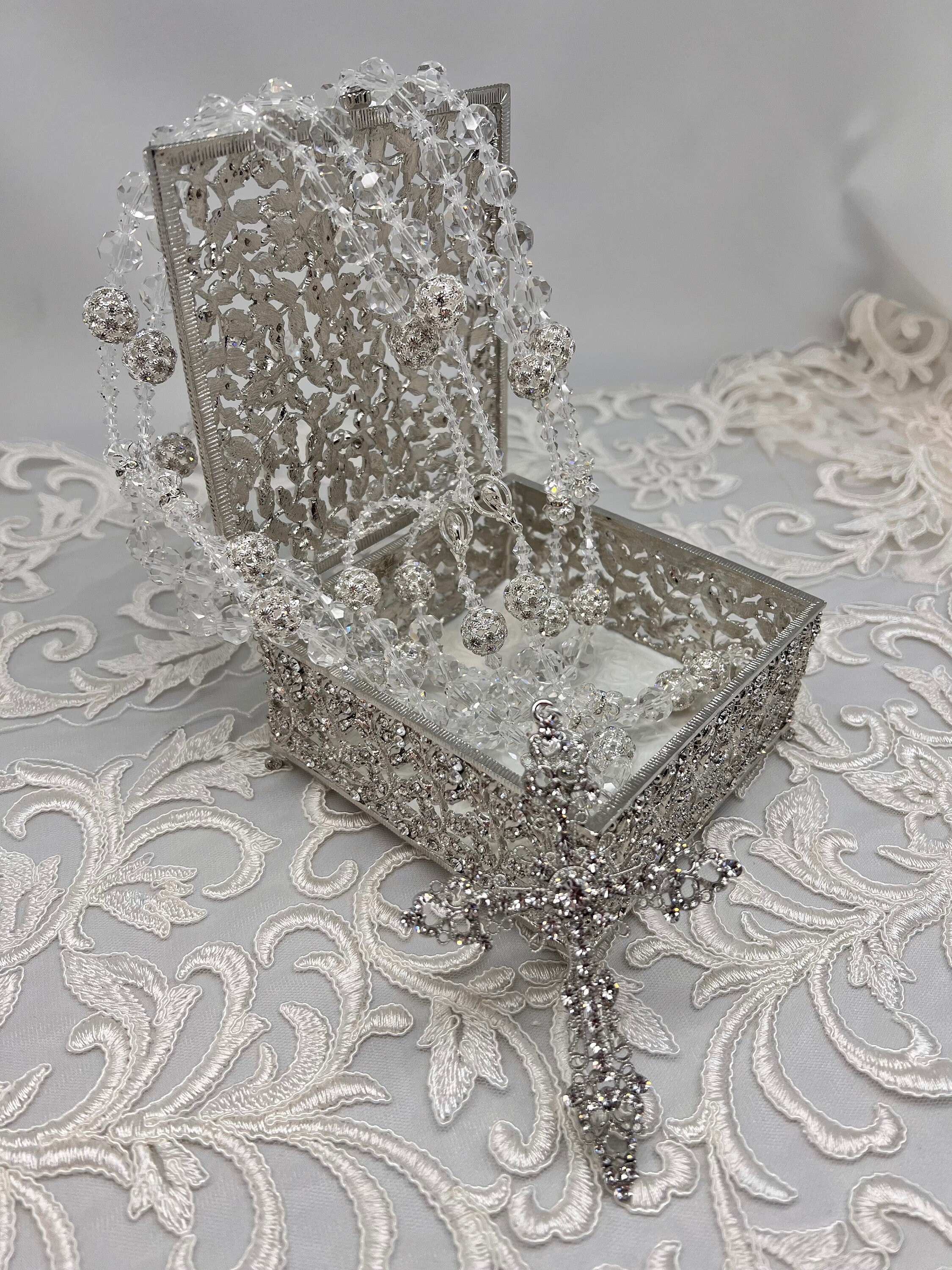 Wedding Lasso & Box Combo, Rhinestone and Crystal Galore With Filigree ...