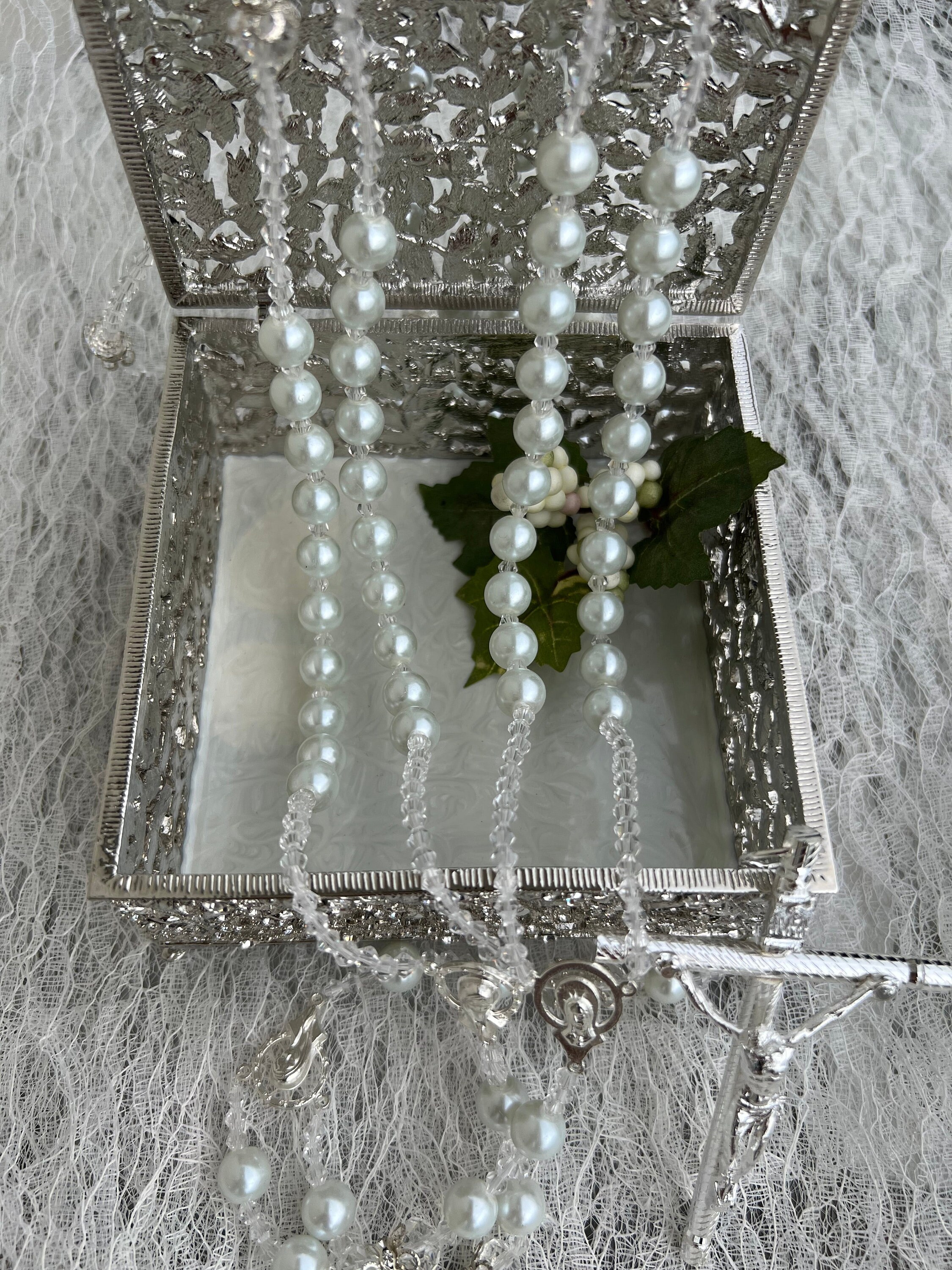 Wedding Lasso With Box, Wedding Lasso Rosary With Cross, Classic White ...