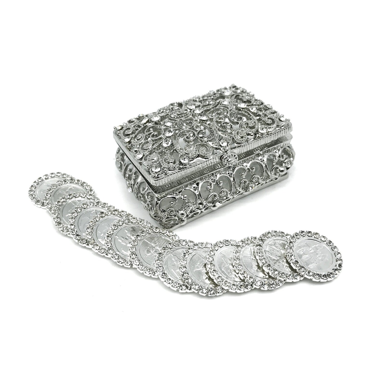 Wedding Arras, NEW DESIGN! FREE Coins Arras Box With Rhinestone Coins ...