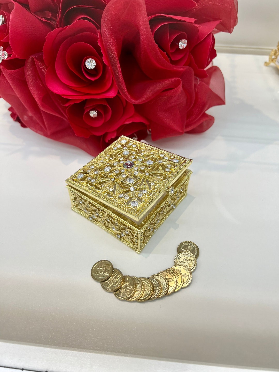 Wedding Arras Box and Coins - Square Rhinestone Wedding Box, Cajas ...