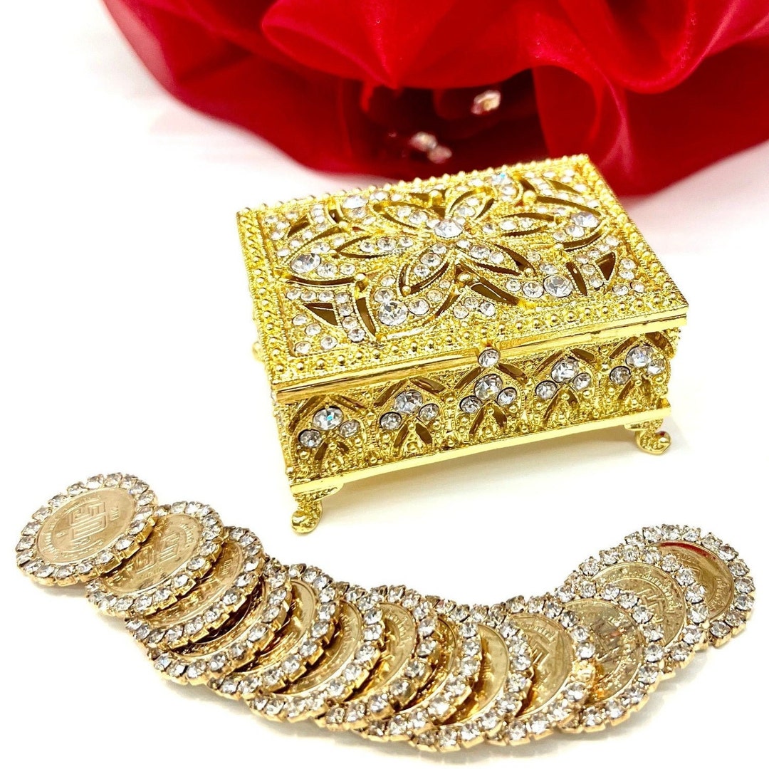 Wedding Arras Box and FREE COINS - Vintage Rectangle -wedding Coin (las ...