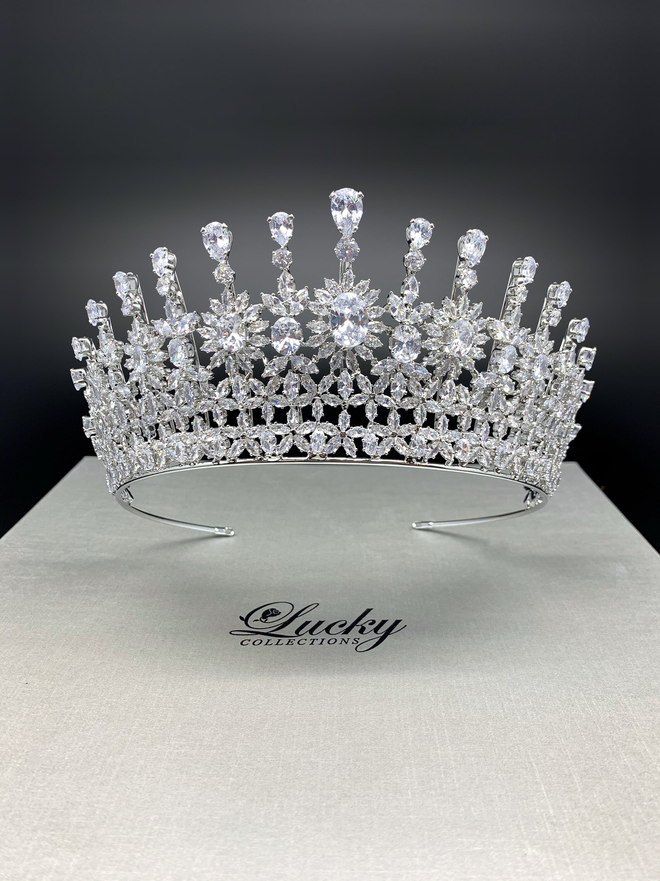 QUEEN Bridal Crown Quinceanera Corona Tall Crown Tall - Etsy