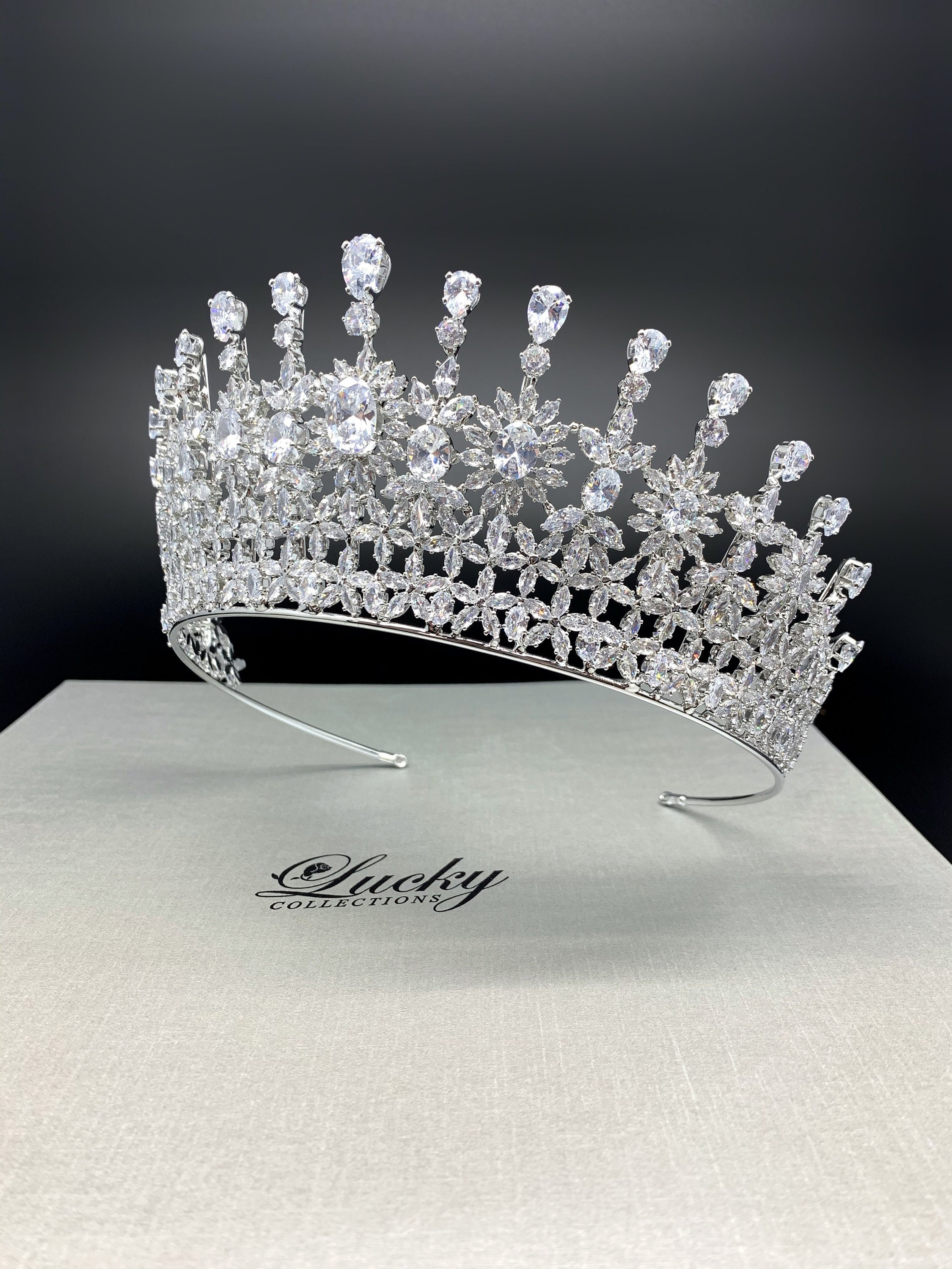 QUEEN Bridal Crown Quinceanera Corona Tall Crown Tall - Etsy