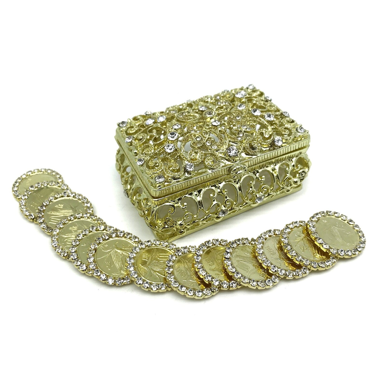 Wedding Arras, NEW DESIGN! FREE Coins Arras Box With Rhinestone Coins ...