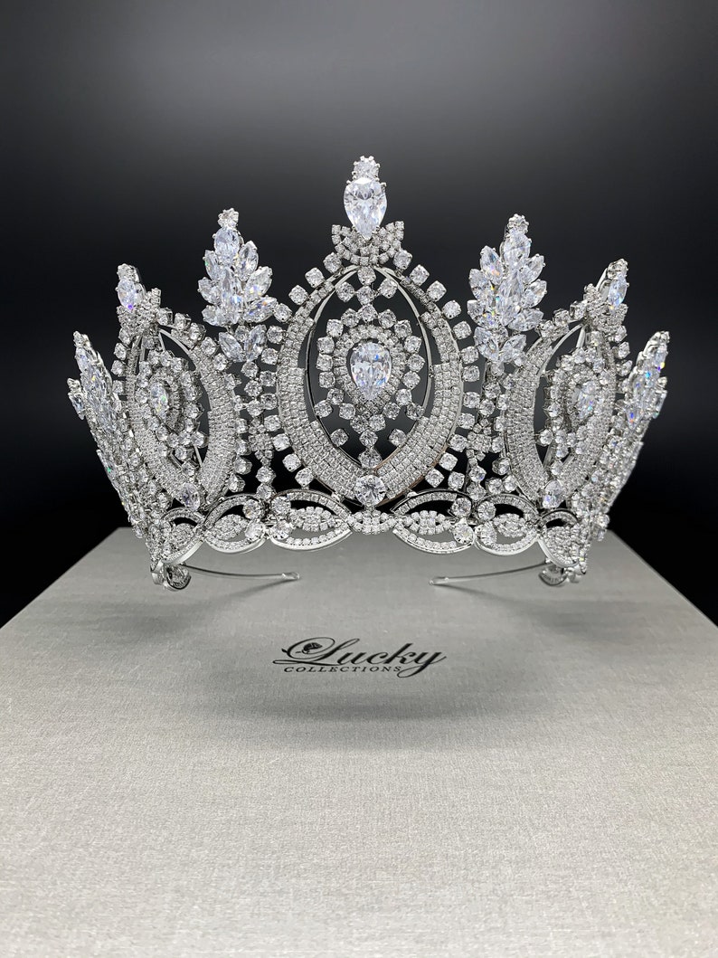 Tall Bridal Crown Quinceanera Tiara Shines Like Diamonds, Crystal ...