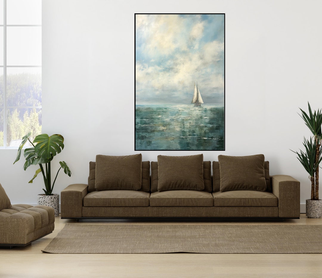 Sea View, Sailing 100% Hand Painted, Textured Painting, Abstract Oil ...