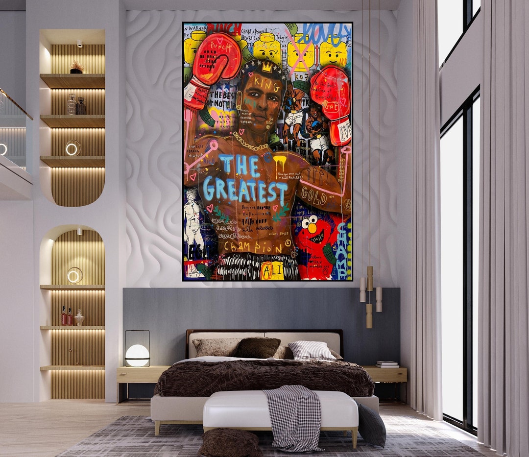 Hand Painted Muhammad Ali Graffiti Pop Art - Original Canvas Painting ...