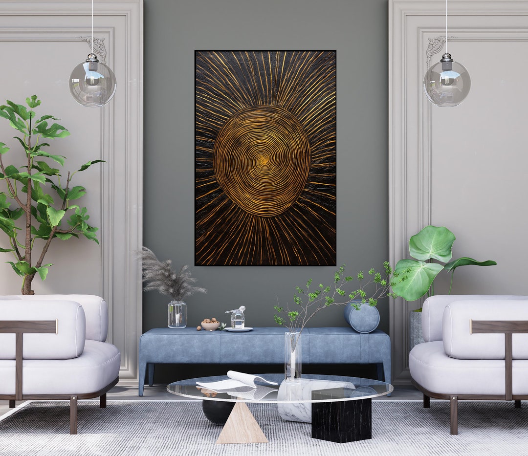 Sun, Sun Rays, Space 100% Hand Painted, Textured Painting, Abstract Oil ...