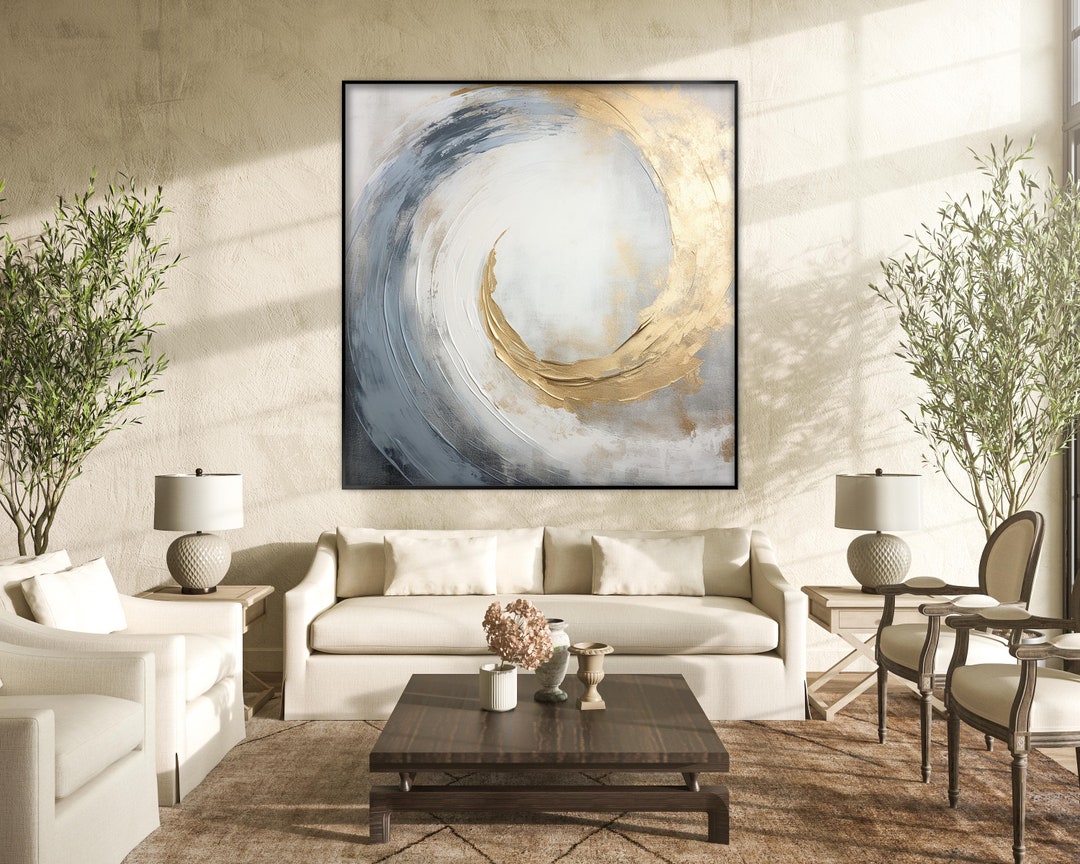 Gold Hurricane Abstract Oil Painting: Textured Ocean Wall Art - Etsy