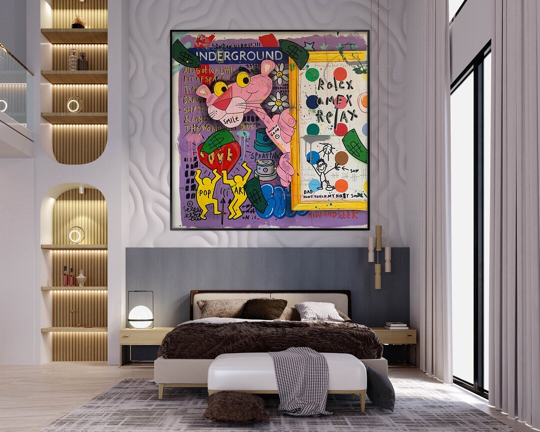 Arte Pink Panther, 100% Pintado A Mano, Arte Graffiti, Pintura Pop Art ...