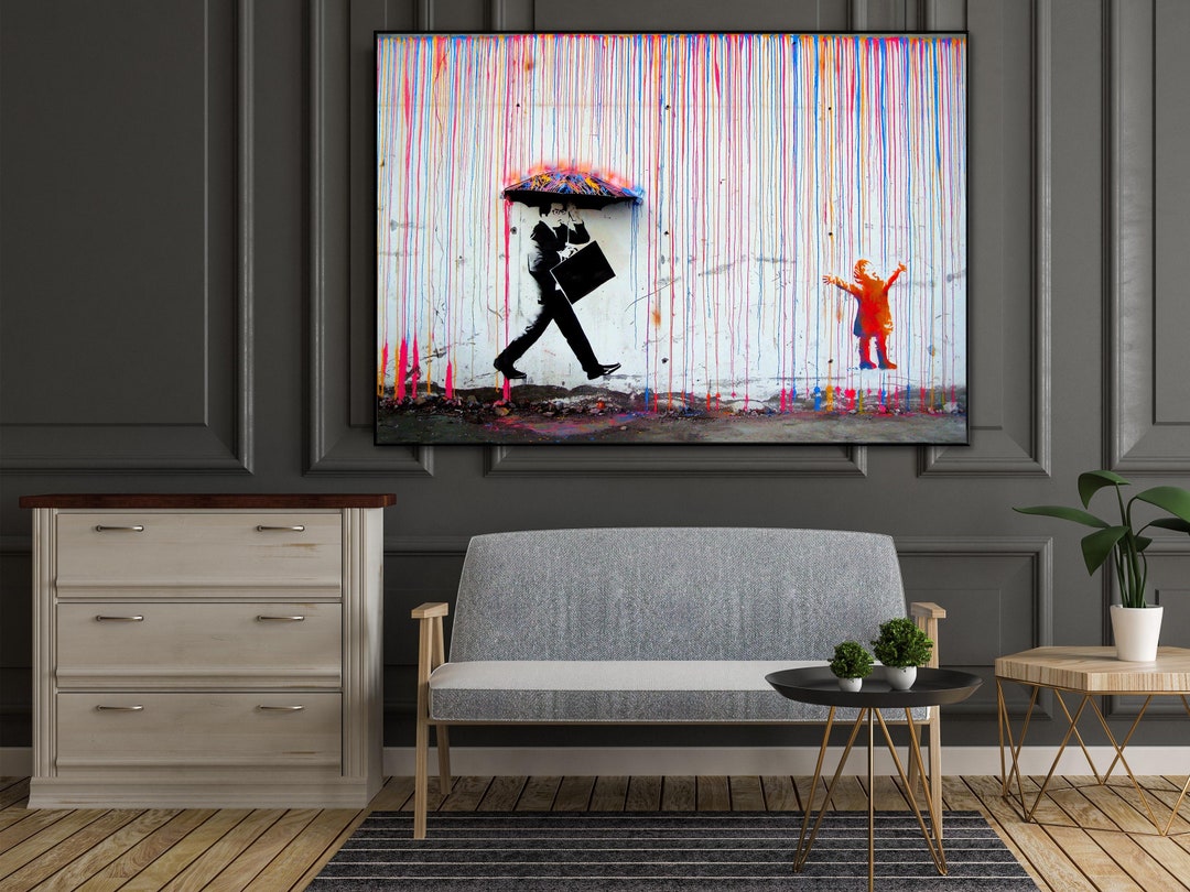 Hand Painted Colorful Rain Graffiti Art: Pop Art Painting - Etsy