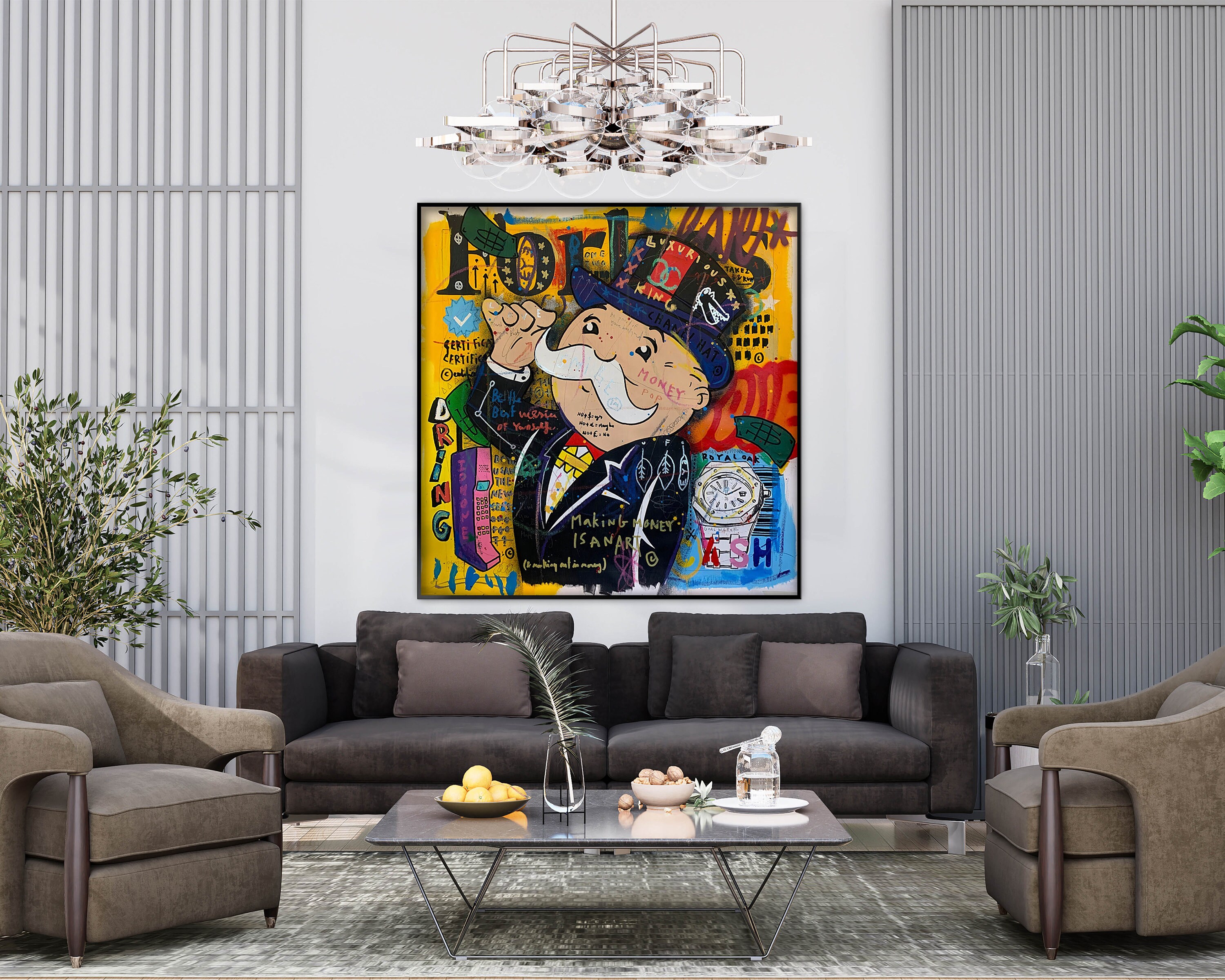 Hand Painted Mr. Monopoly Canvas Art: Graffiti Pop Art - Etsy