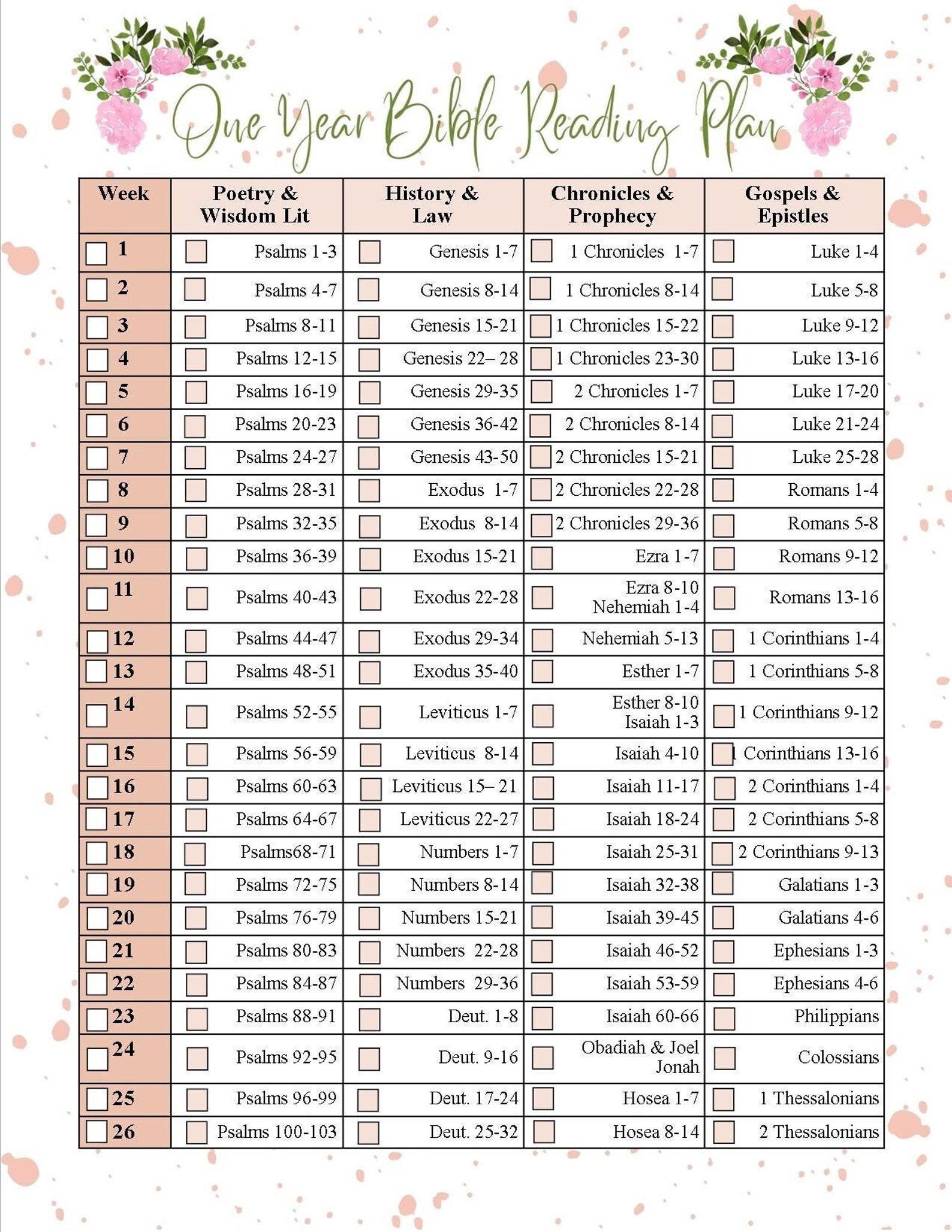 Printable Bible Reading Plan - Etsy