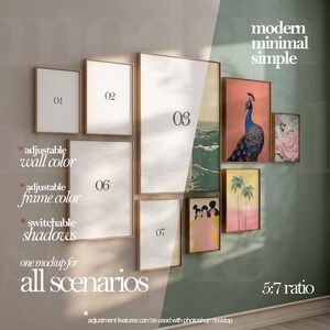 Set of 9 Angled View Gallery Wall Frame Mockup, Editable Art Print ...