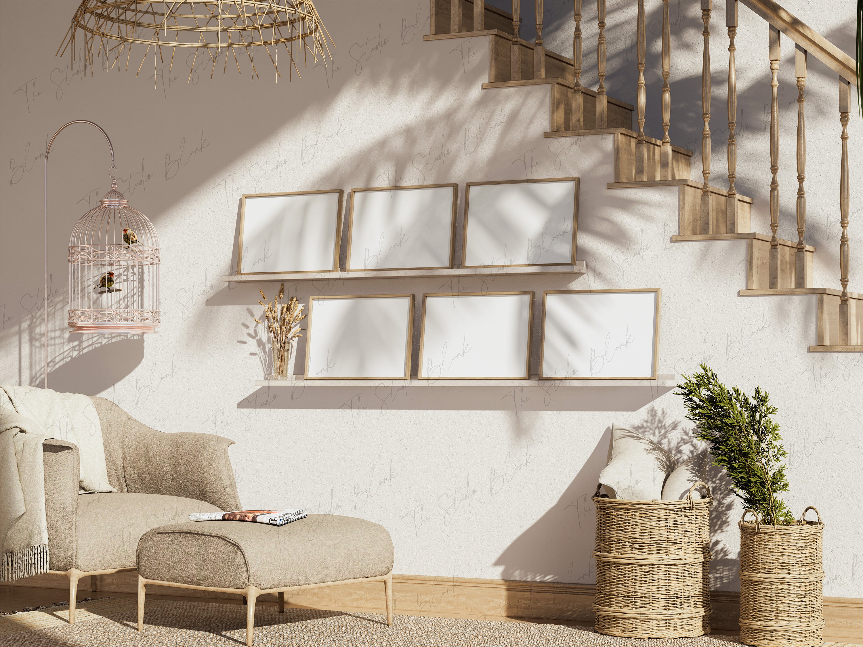 6 Horizontal Frames Mockup, Gallery Wall Mockup, Landscape Vintage ...